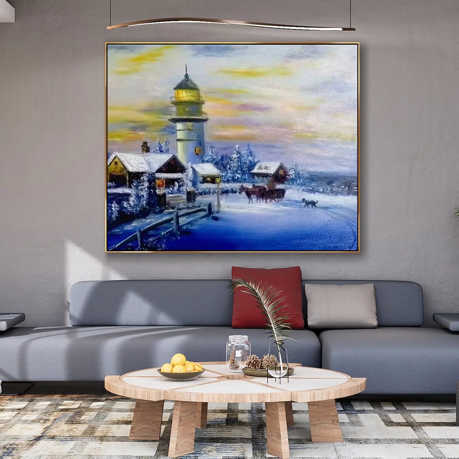 Blue & yellow hyperrealism art HA#035 | Horse and sleigh painting ...