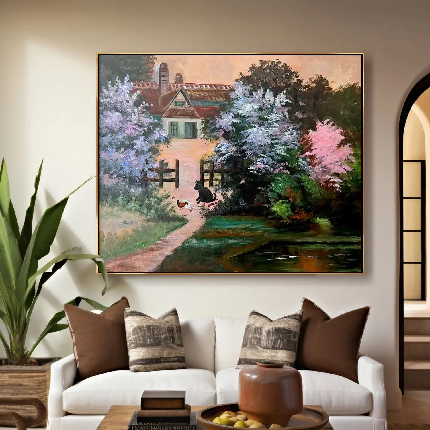 Orange & green & purple hyperrealism art HA#031 | Countryside painting ...