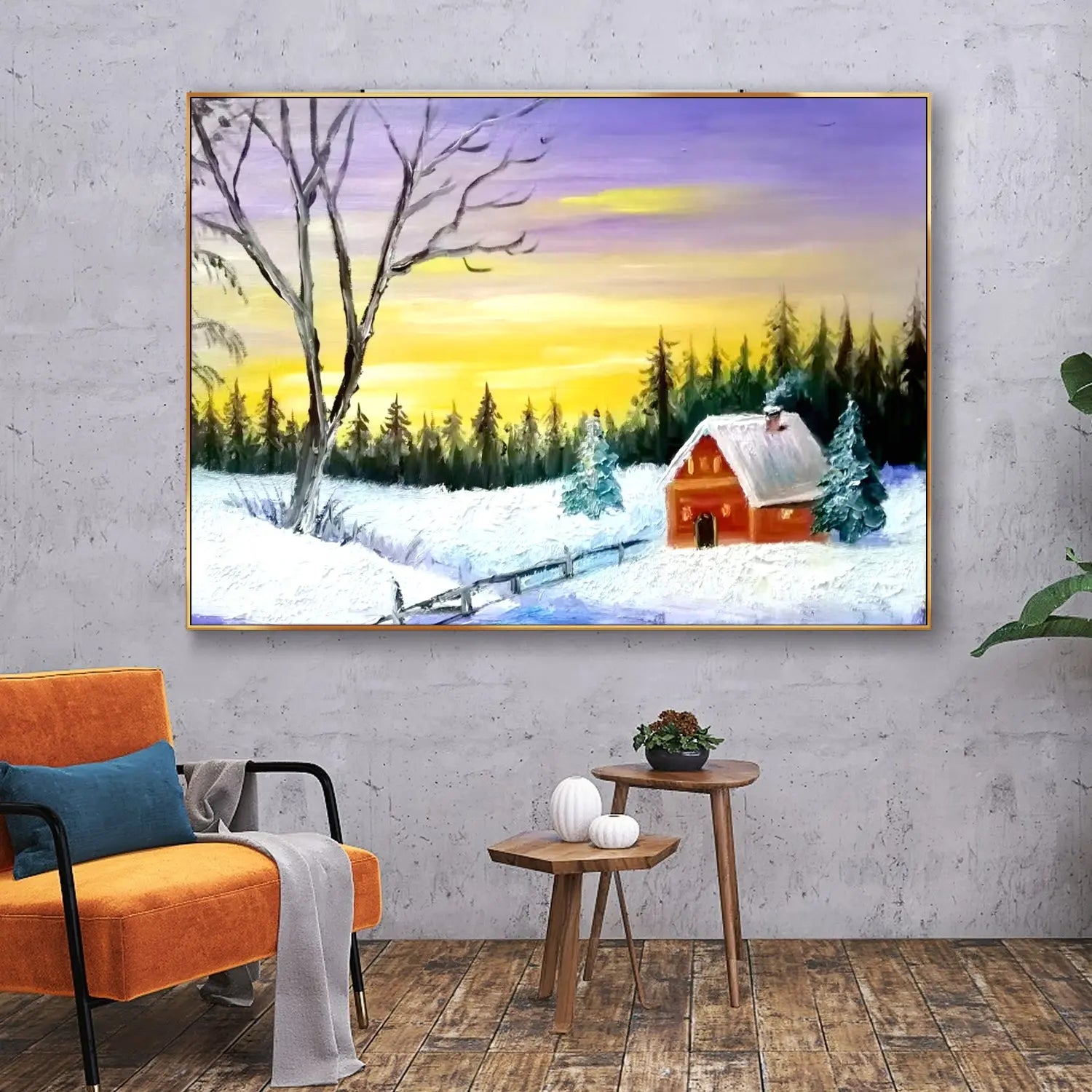 Purple & yellow & green plaster art PA#047 | Landscape & snow painting ...