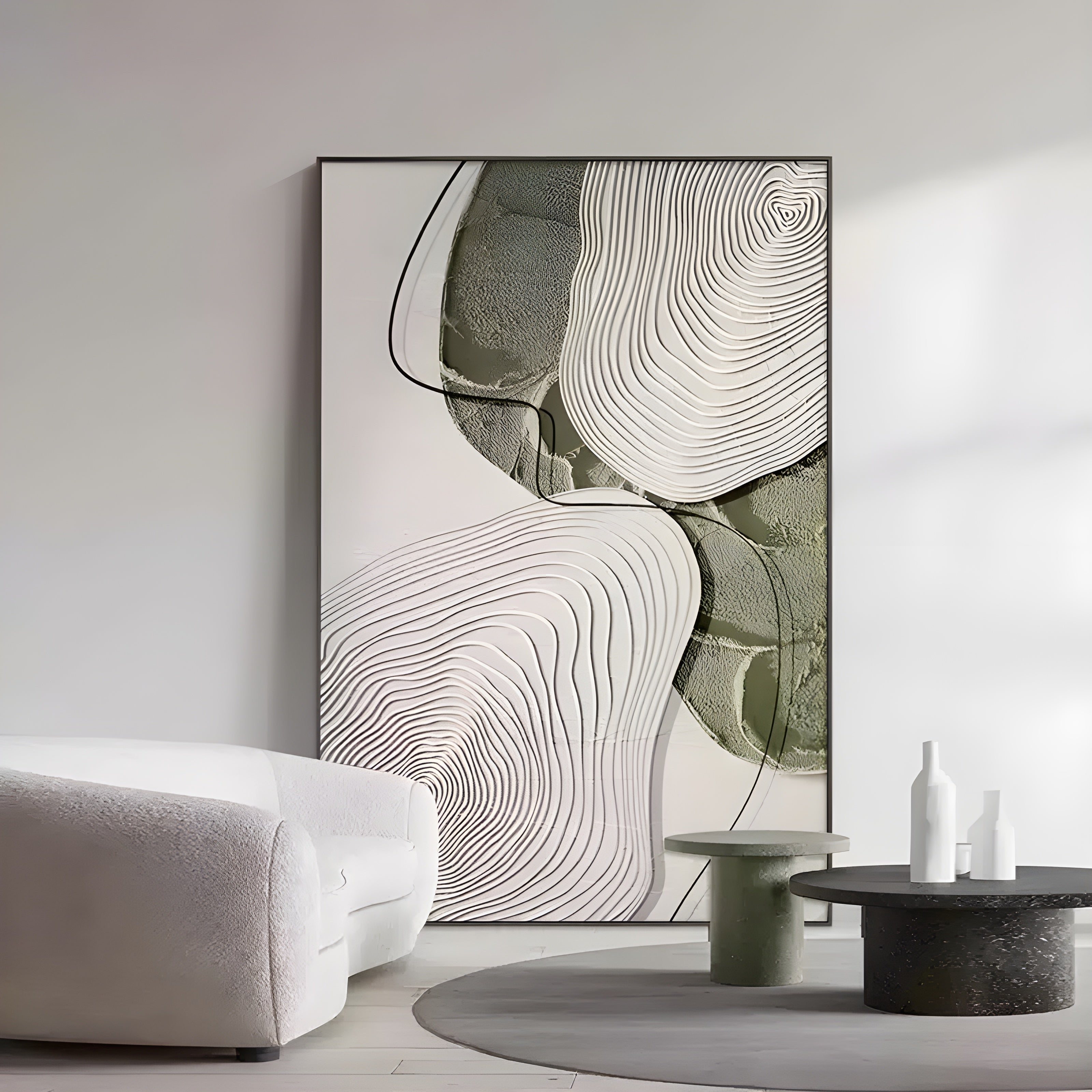 Grey & green textured minimalist wall art CA#710 | Pattern painting ...