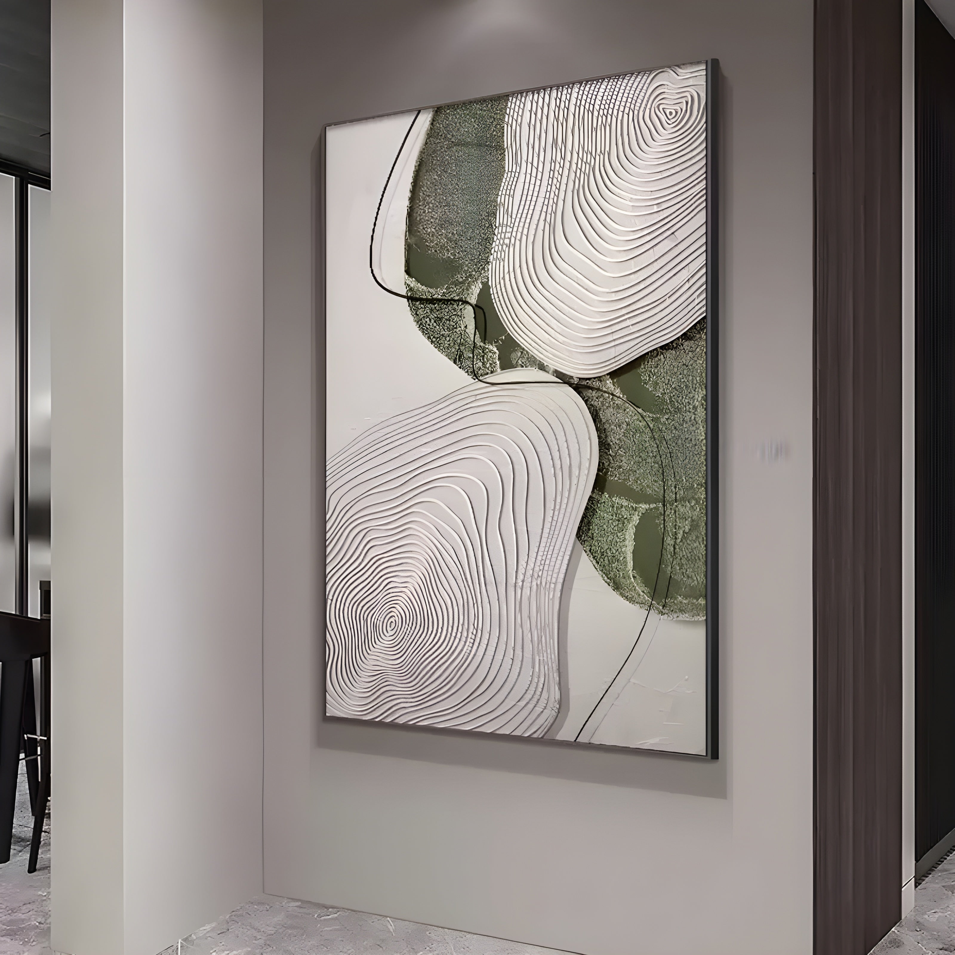 Grey & green textured minimalist wall art CA#710 | Pattern painting ...